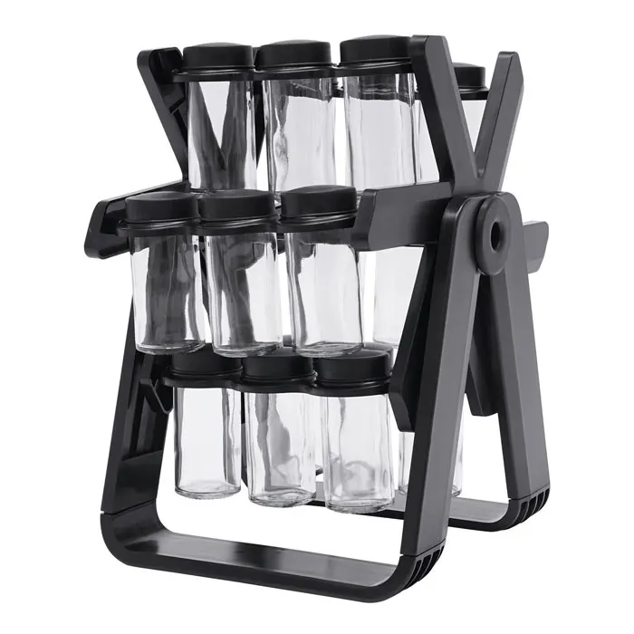 360 Rotating Spice Rack Kitchen Organizer with 18 Glass Jars Seasoning ...