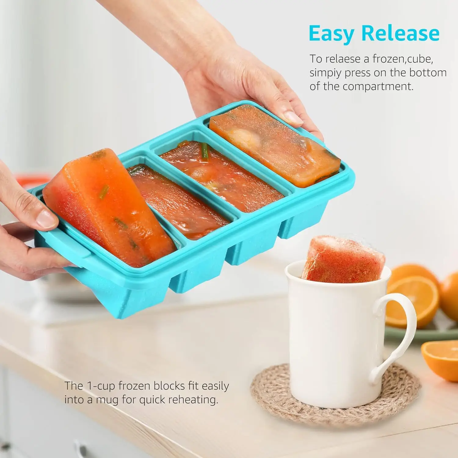 Silicone Freezer Tray With Lid Silicone Freezer Food Molds Large Ice ...