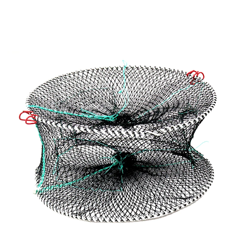 Spring-loaded Metal Frame Folding Lobster Trap Black Nylon Mesh ...