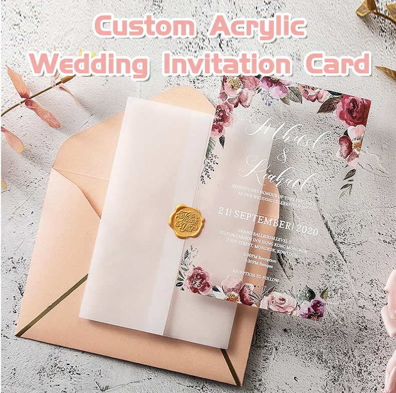 Custom Acrylic Wedding Invitation Cards - Elegant & Stylish