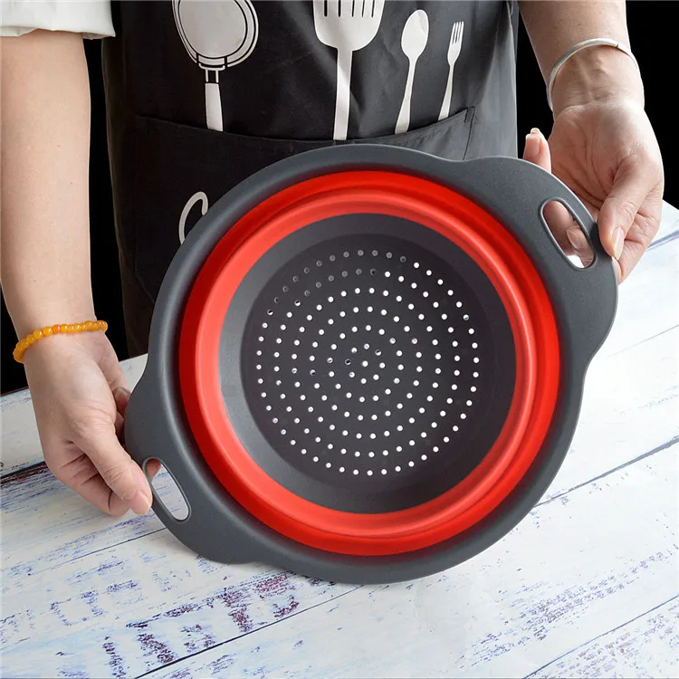 Collapsible Colander Round Silicone Kitchen Strainer For Draining Pasta ...