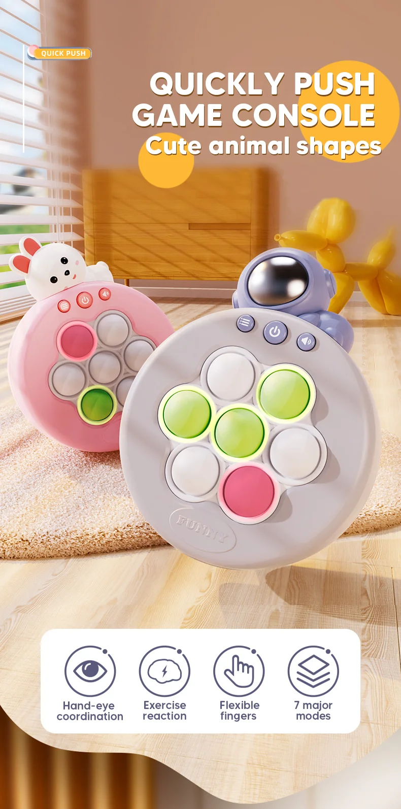 Custom Quick Push Game Whack-a-mole Game Console Light up Bubble ...