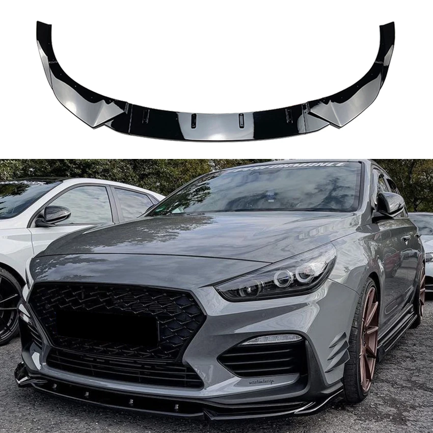 Gloss Black Or Carbon Fiber 3 Pcs Front Lip For Hyundai I30n Mk3 2017 ...