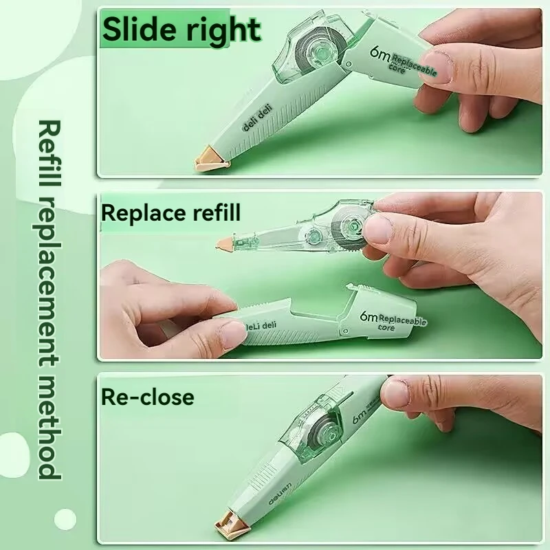Deli XZ100 Green 6m Portable Correction Tape - 96pcs Set