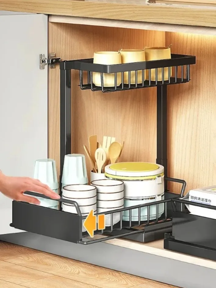 Kitchen Under The Sink Organizer 2 Tier Expandable Bathroom Cabinet ...