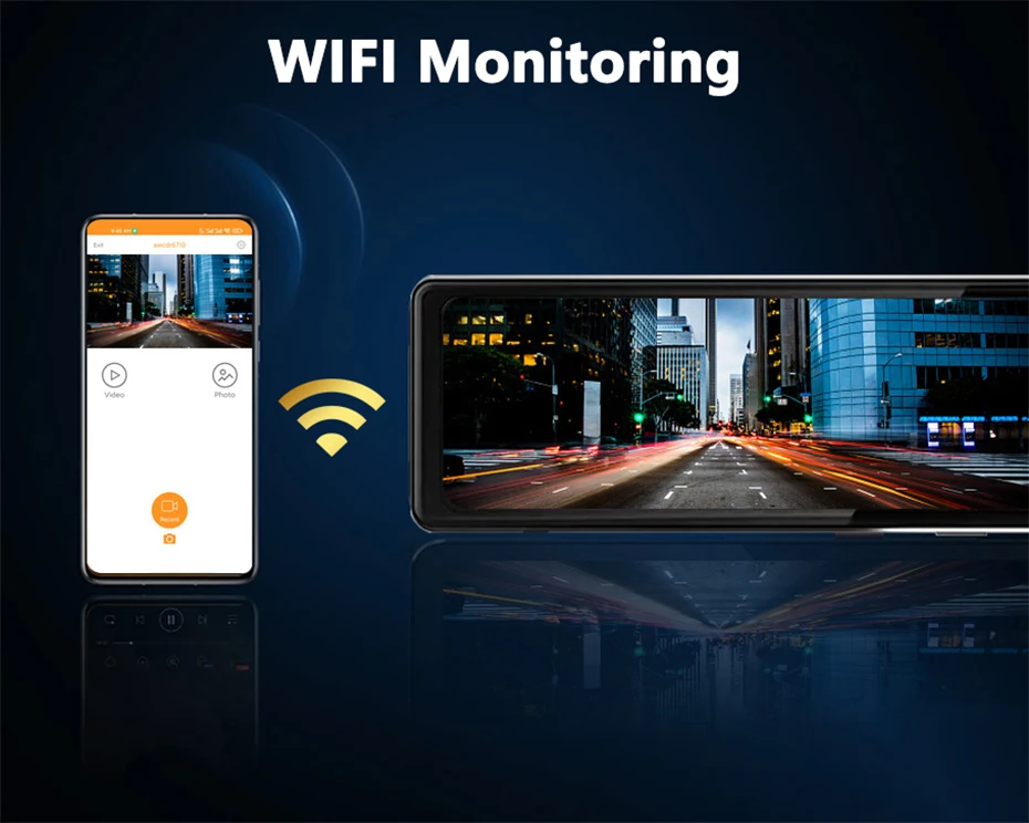 12 Inch Dash Cam Carplay Android Auto Wifi BT FM Mirror Recorder ...
