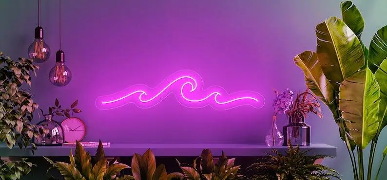 Wave Neon Sign Led Wall Decor Wall Sign Water Neon Sign Sea Led Nature ...