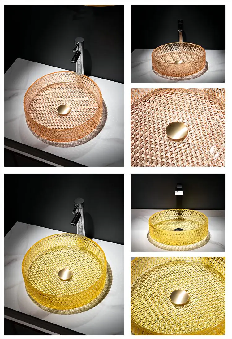 Wholesale Crystal Colorful Art Hand Wash Countertop Basin