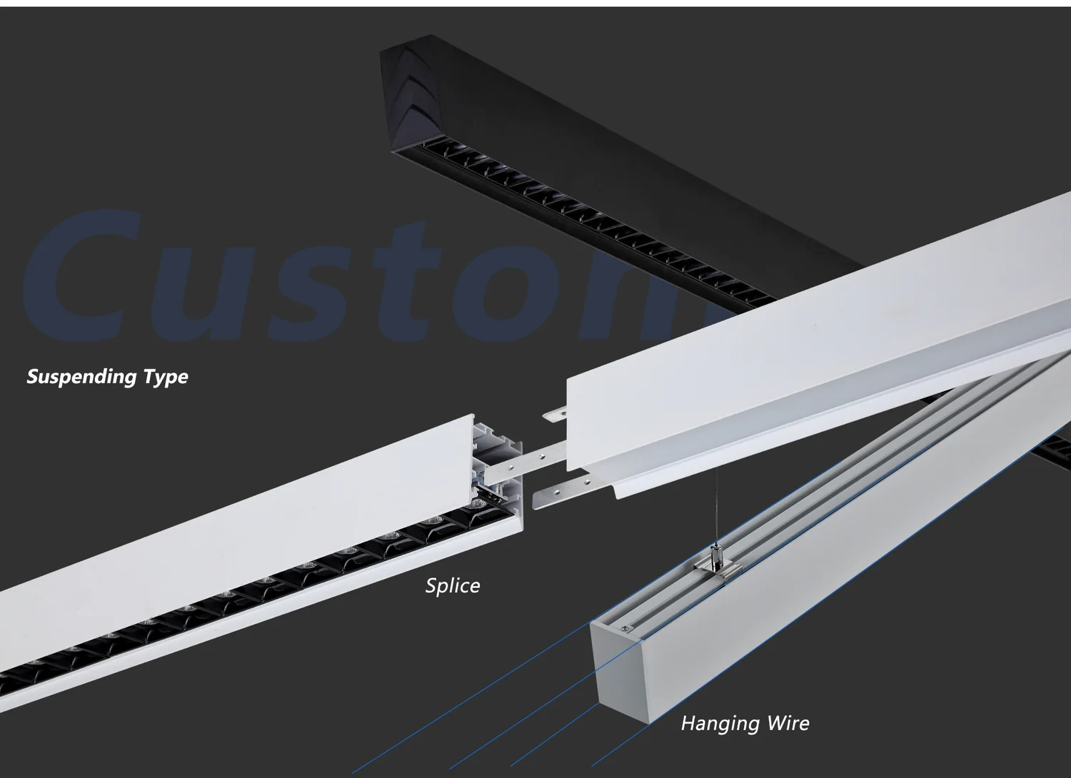 Commercial Aluminum Wall bar Office Supermarket Trunking Ceiling ...