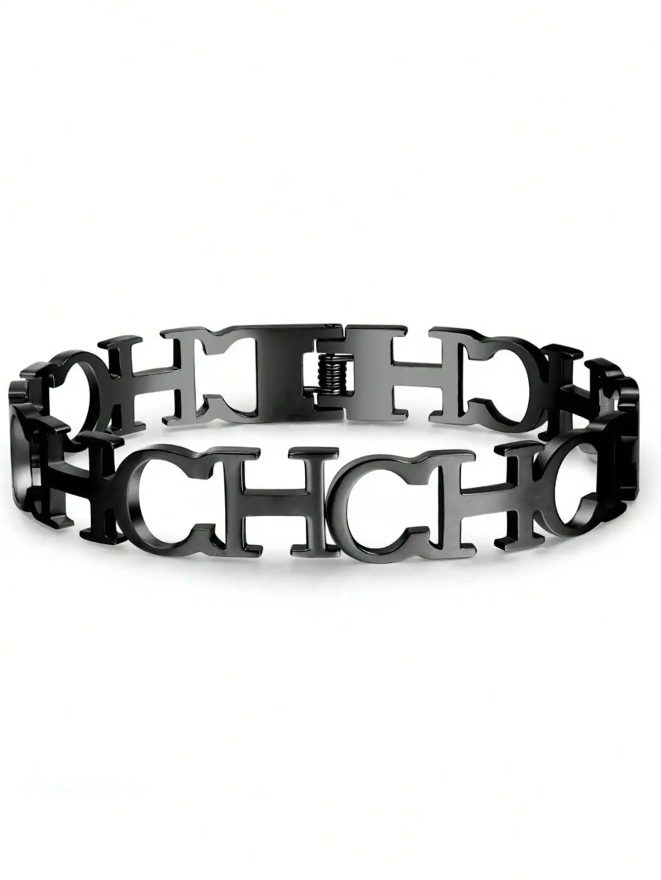 Women's Daily Wear Stainless Steel Fashion Bangle with Hollow Letter ...