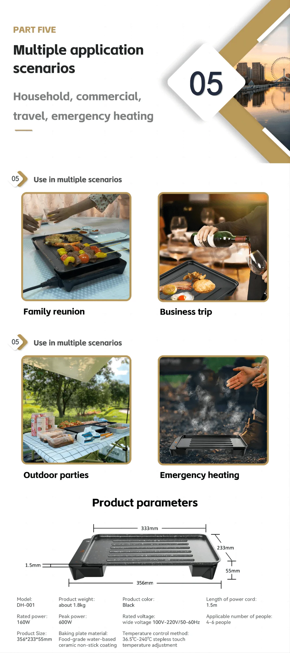 Outdoor Camping Portable Electric Griddles Household 600w Travel Bbq ...