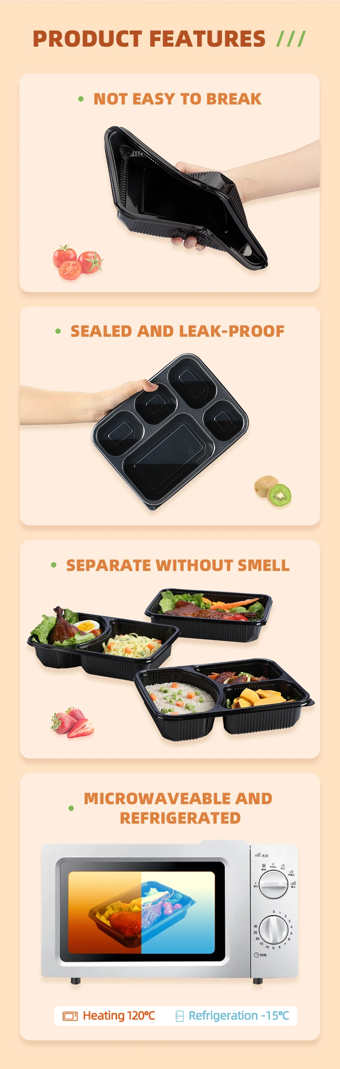Factory Supplier Food Take Out Packaging Disposable 4 Compartment ...