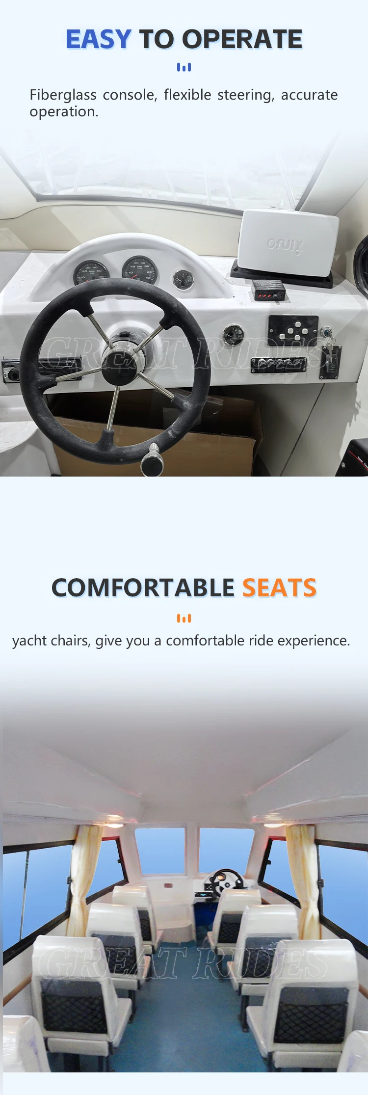12 People Fiberglass Luxury Yacht 25ft/7.6m Outboard Engine Leisure ...