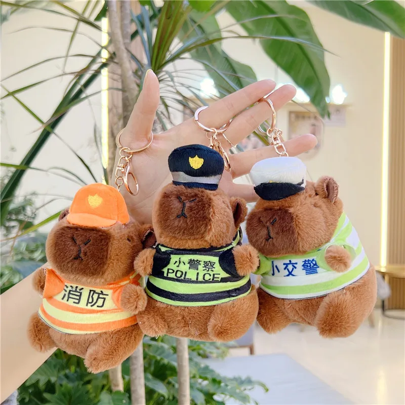 Custom Police Capybara Stuffed Toy Funny Plush Capybara Keychain ...