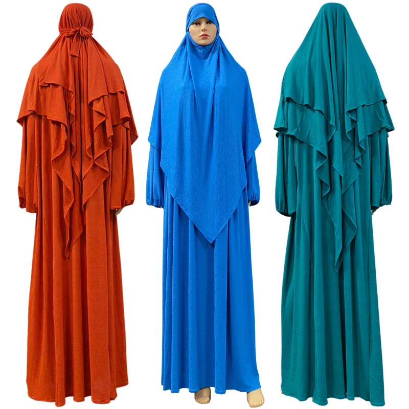 Jilbab Set Muslim Women Prayer Outfit Ramadan Eid Islam Clothes Long ...