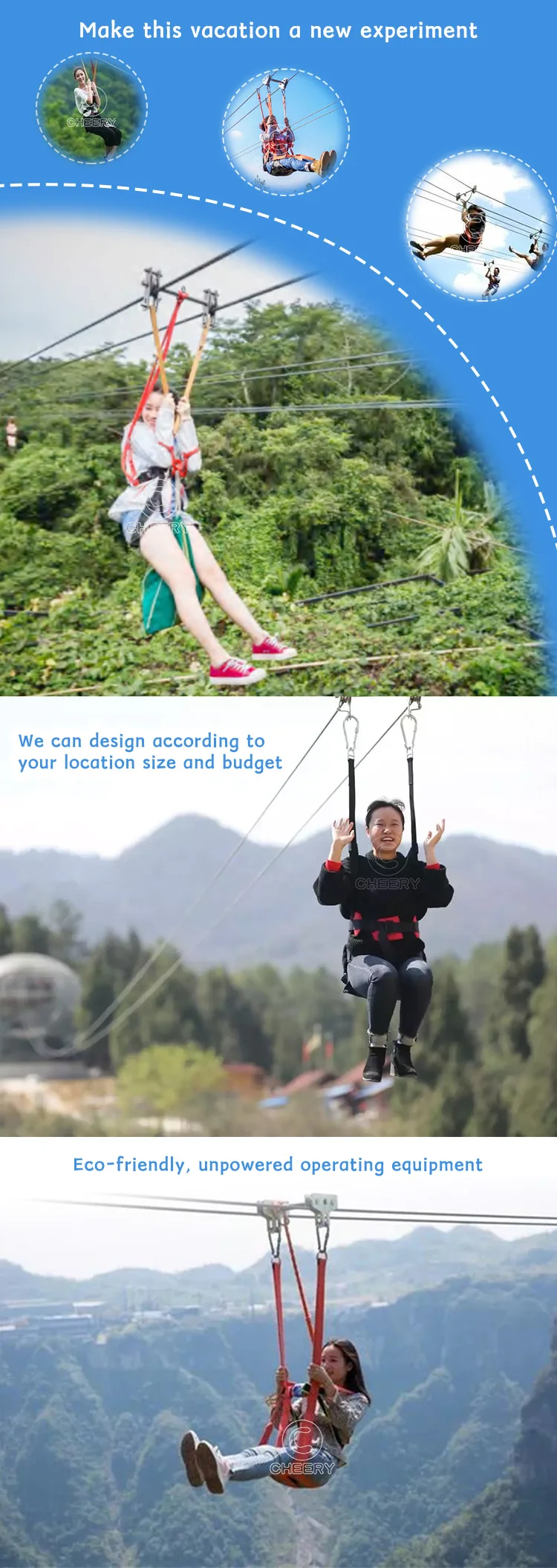 Zip Line Playground Equipment - Mountain Amusement Rides