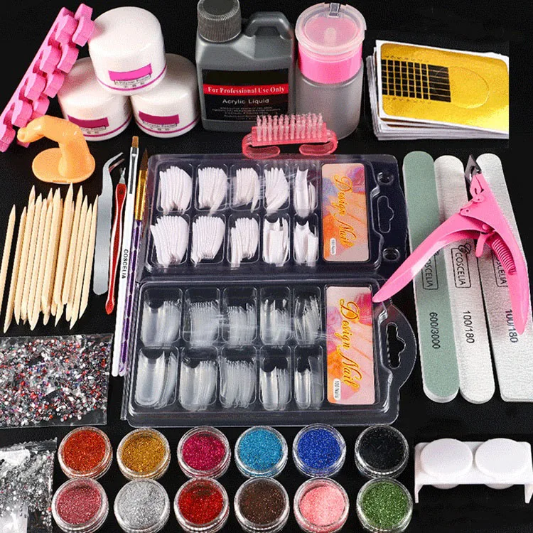 Acrylic Color Set Dipping Powder Glitter Decoration Nail Kit Set ...