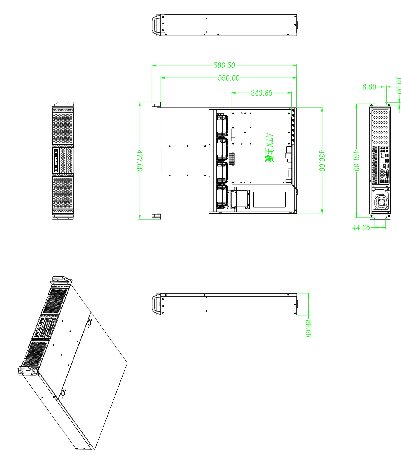 2U550 Server Chassis - Industrial Computer Case with 8 Hdds