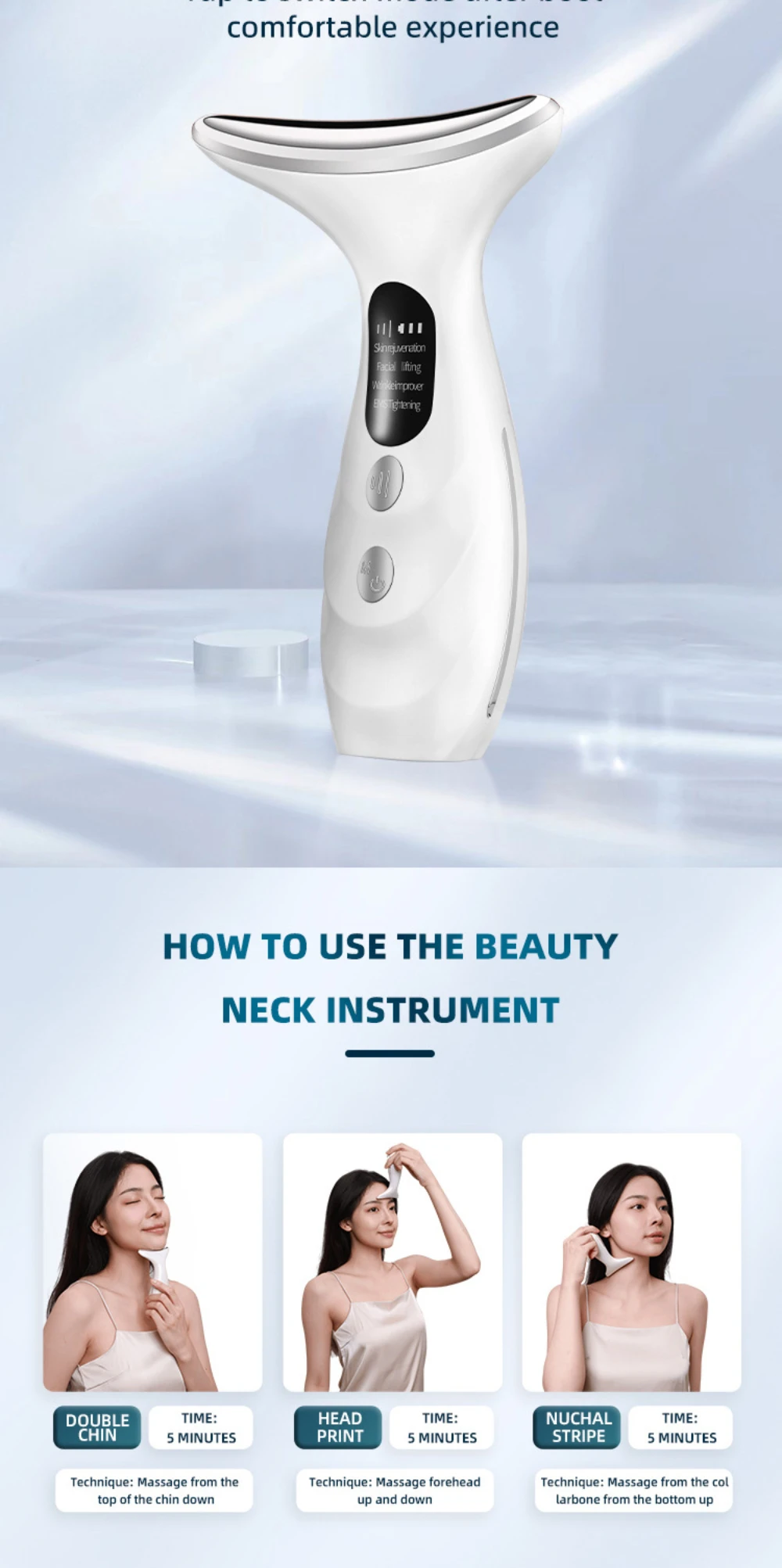Wholesale Ems Neck Lift Beautiful Neck Massager Ems Microcurrent Led ...