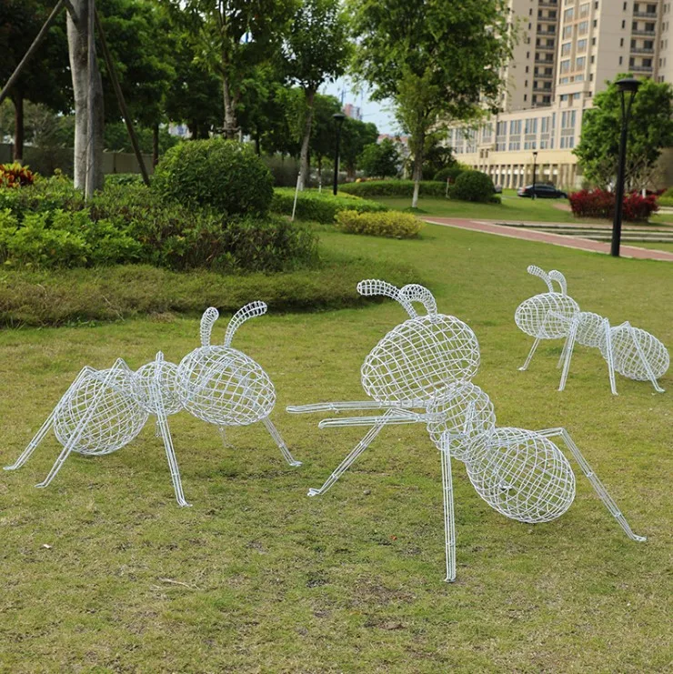 Metal Giant Animal Ant Sculpture Handmade Stainless Steel Wire Knitted ...