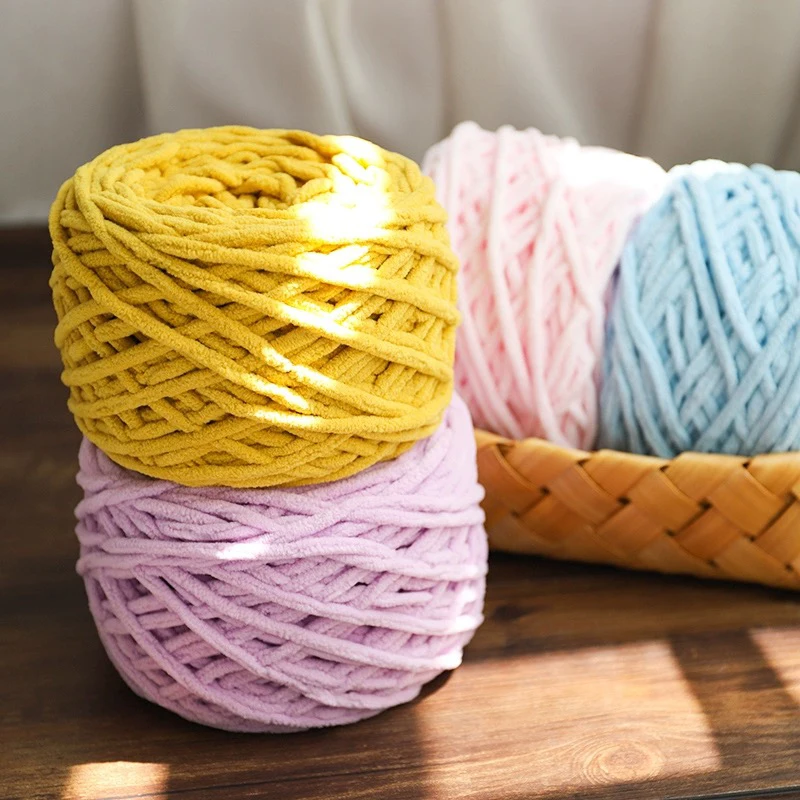 Oem Hand Knitting Big Polyester Chunky Ice Strip Line Chenille Yarn ...