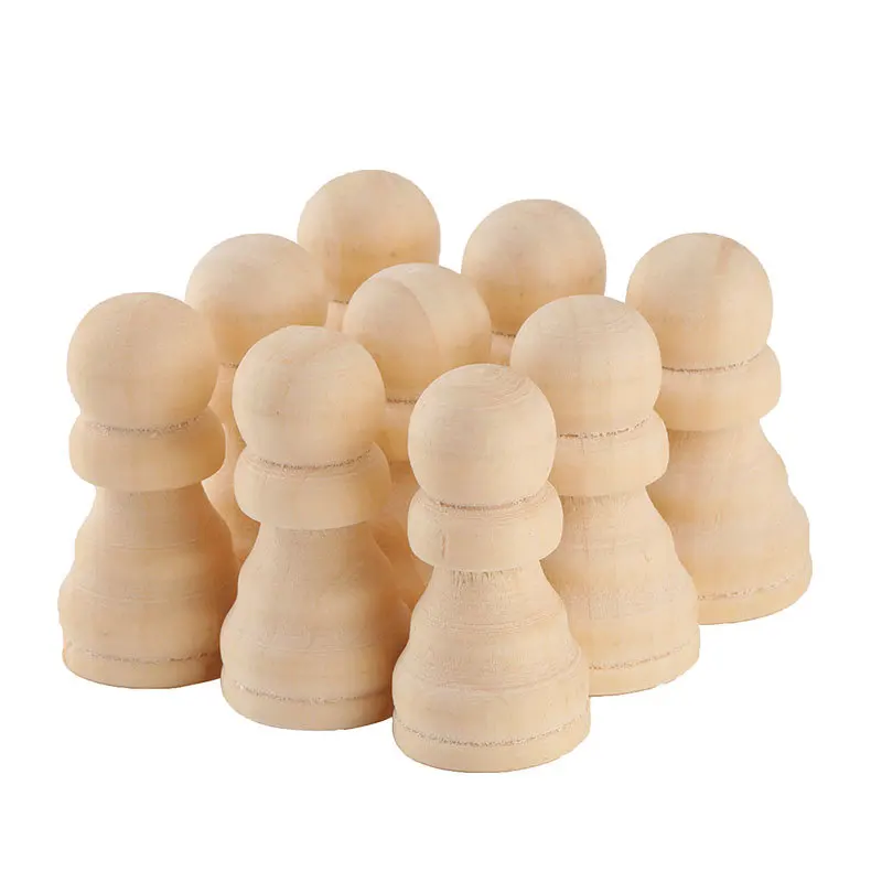 Wooden Unfinished Kokeshi Unpainted Chess Pieces DIY Crafts
