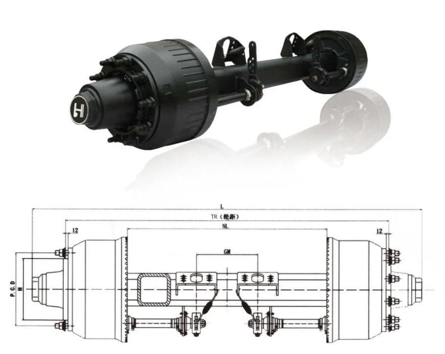 Heavy Duty German Type Trailer Axle Trailer Steering Axle Fuwa Semi ...