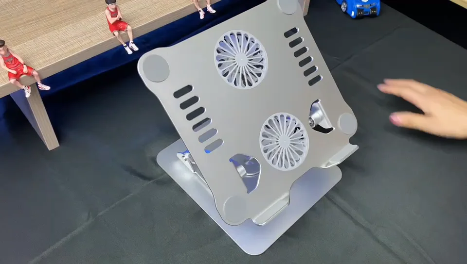 Yicosun Adjustable Ergonomic 2 Fans Laptop Holder Aluminum Alloy Desk ...