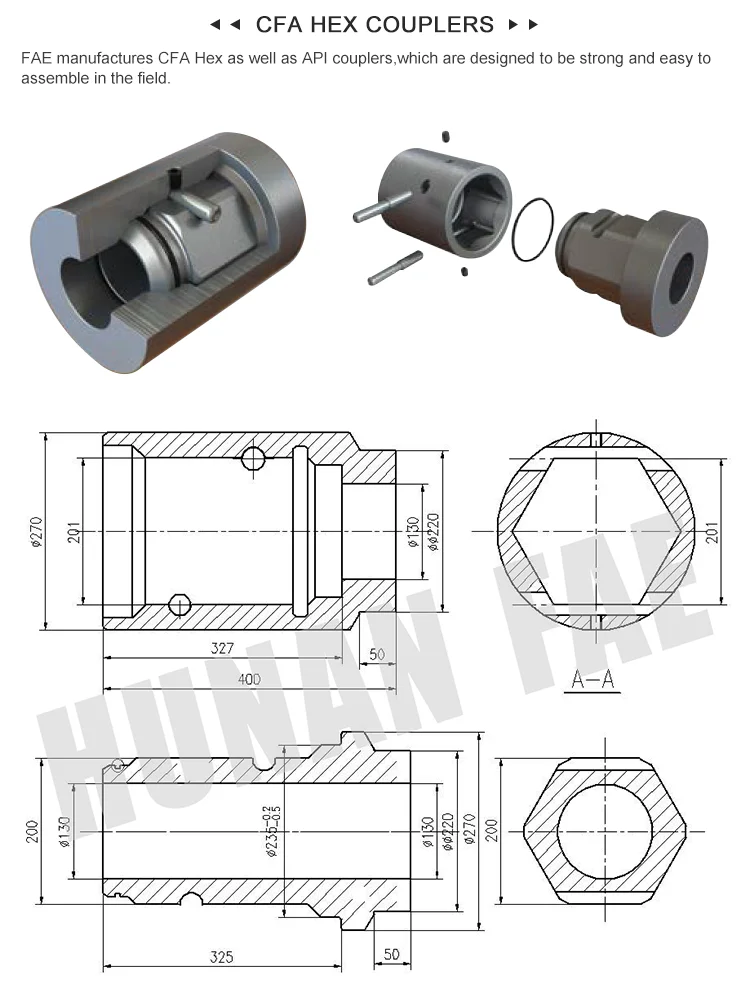 Foundation Drilling CFA Continuous Flight Auger with Hexagonal Joint