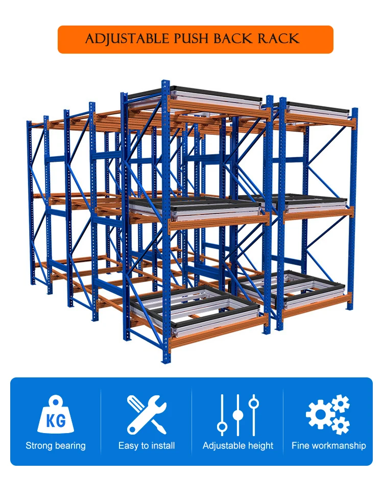 Heavy Duty Warehouse Storage Racks Gravity Push Back Pallet Racking ...
