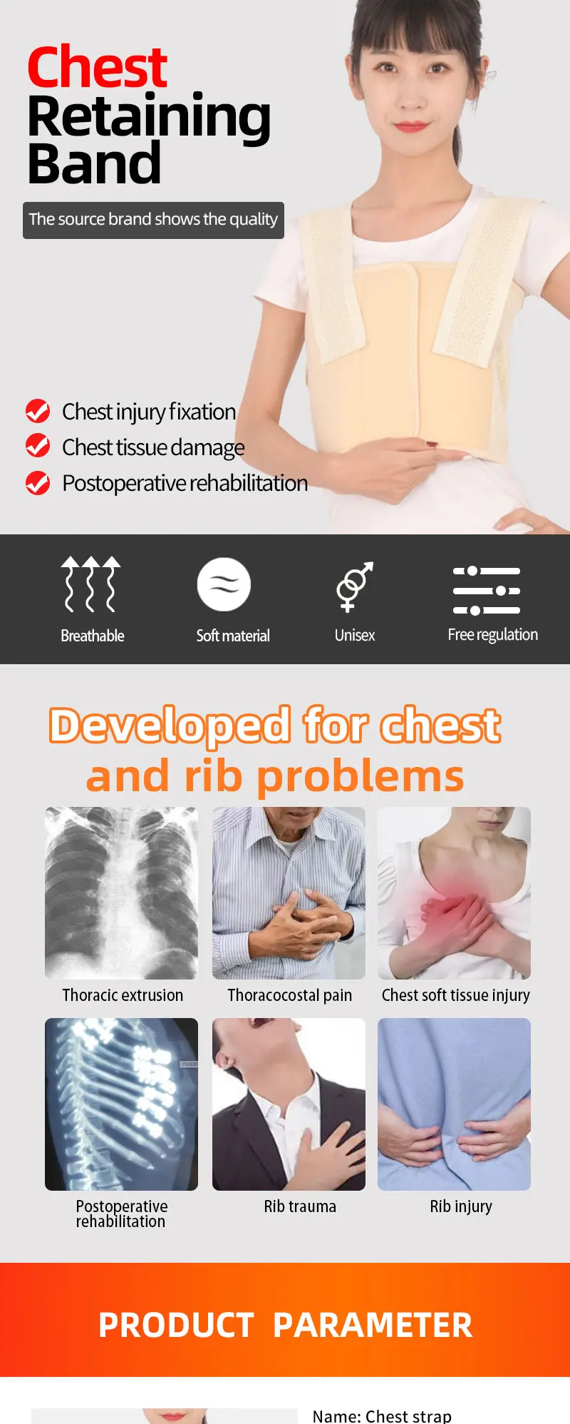 Rehabilitation Medical Thoracic Rib Fixation Strap Chest Rib Fracture ...