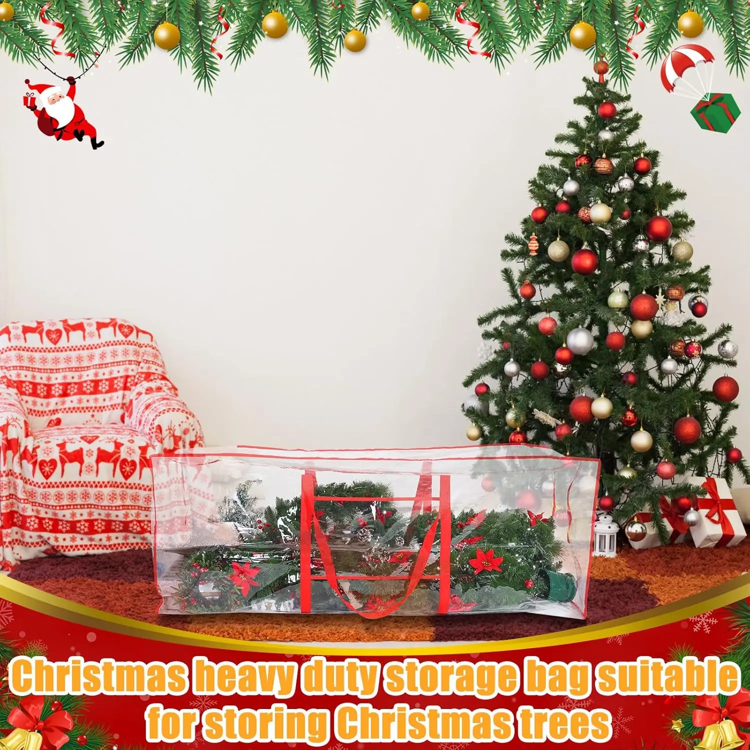 See Through Clear Christmas Tree Bag Clear Christmas Storage ...