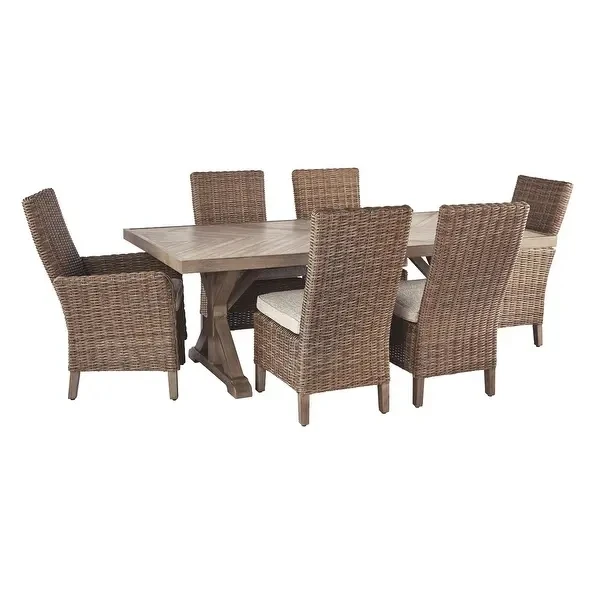 Wicker outdoor table and chair set rattan garden dining table ...