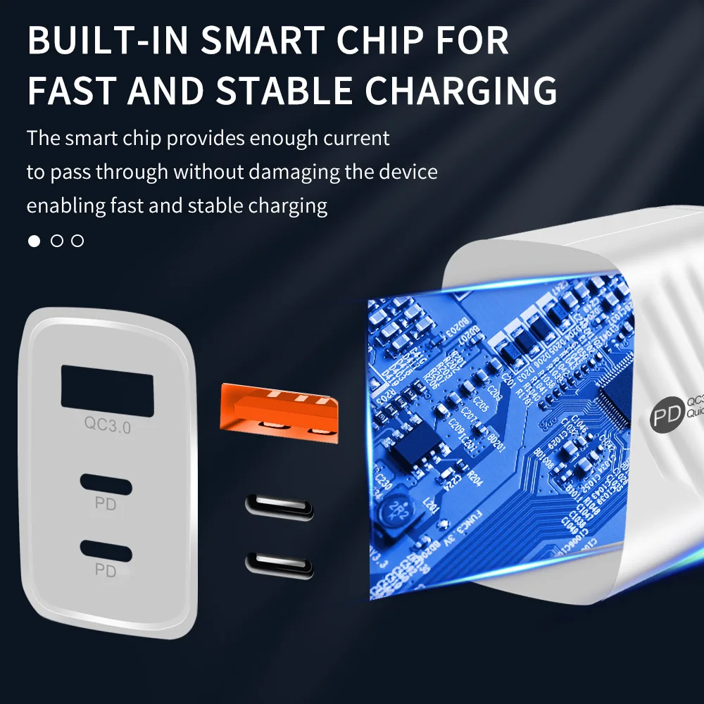 66w Pd Charger Usb C Fast Charging Charger 3ports Type C Mobile Phone ...