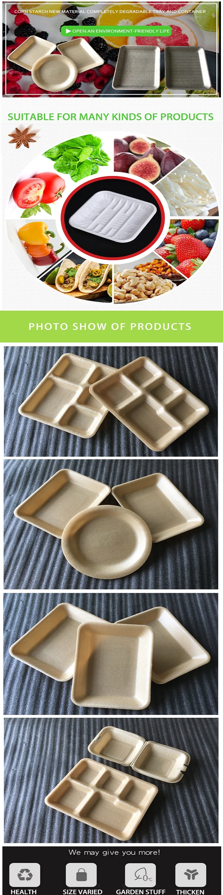 Ps Pla Bagasse Disposable Buffet Presentation Plastic Food Tray For ...