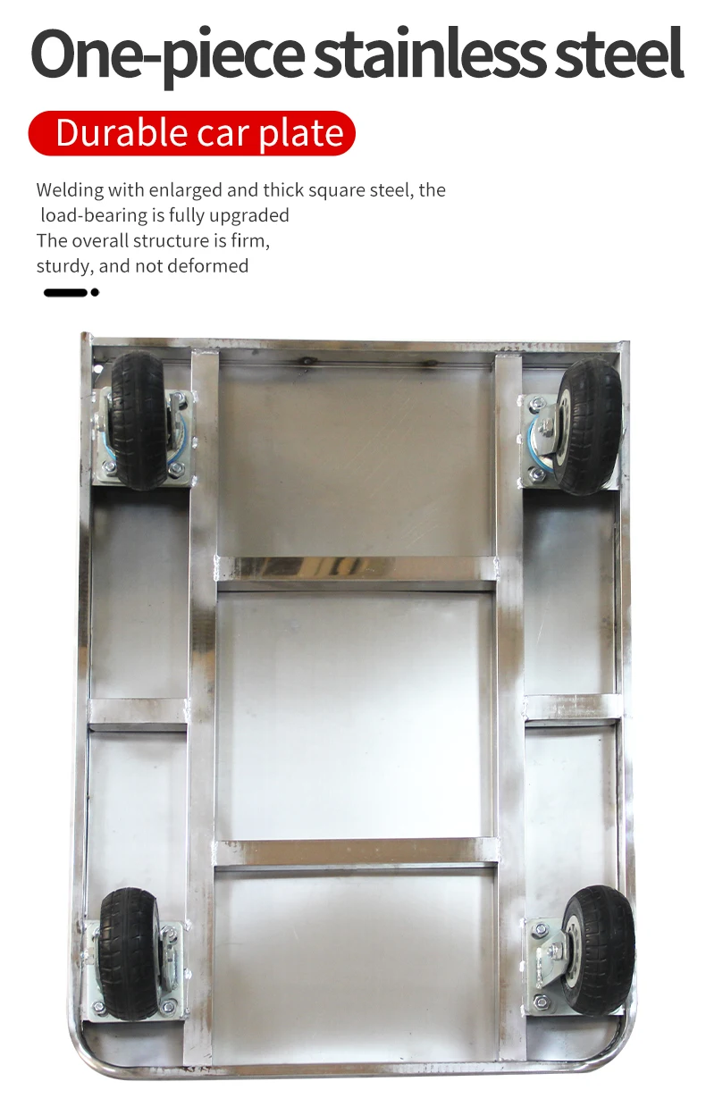 Sus 304 Stainless Steel Trolley Flatbed Trailer Heavy Rubber Wheel ...