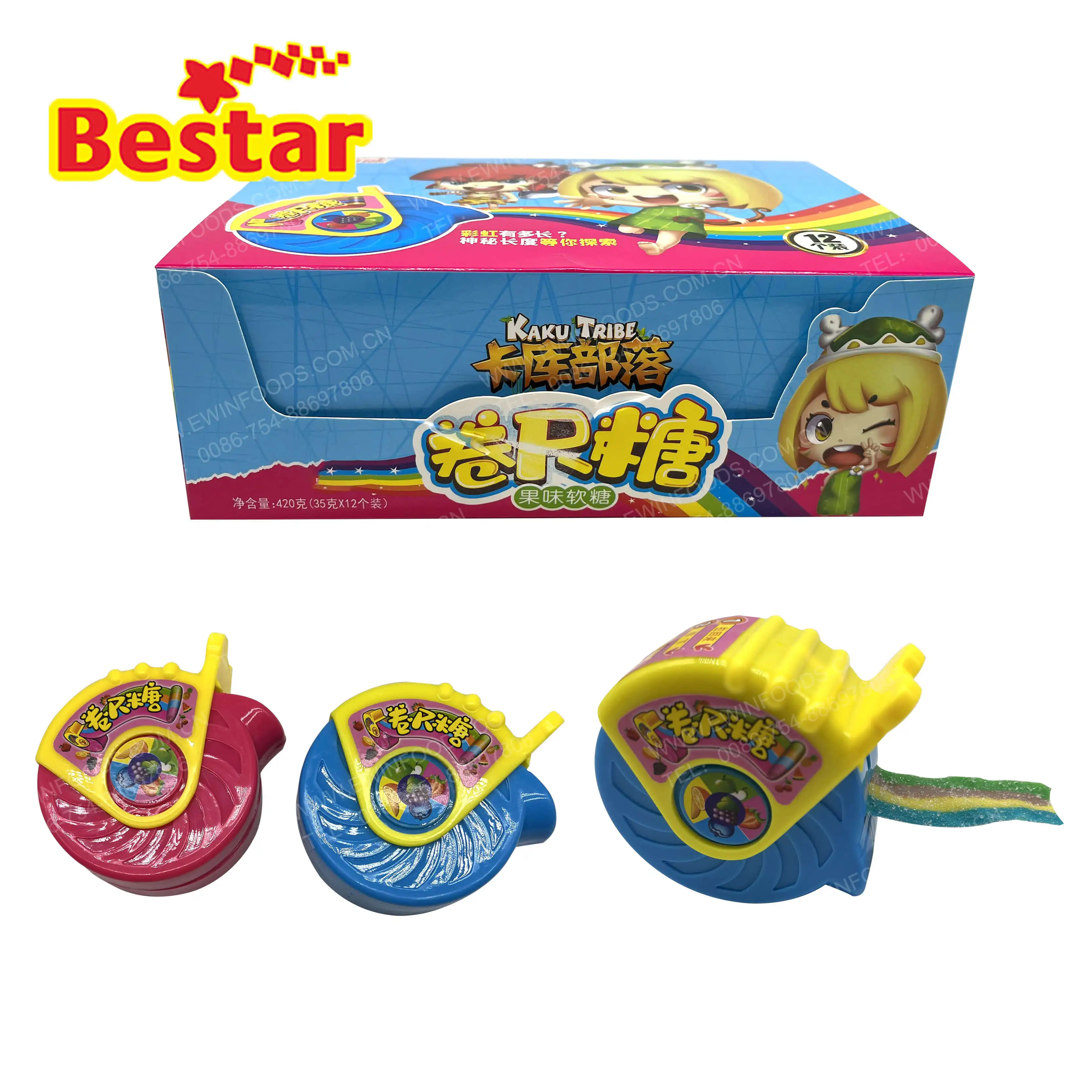 Tape Gummy Candy 35g Roll Soft Candy Halal Long rainbow Sour Belt Candy| Alibaba.com