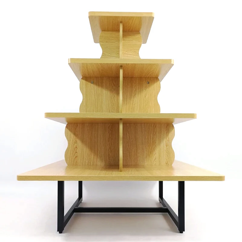 Custom Wooden Display Shelf Tower - Double-Sided Wood Display Stand for ...
