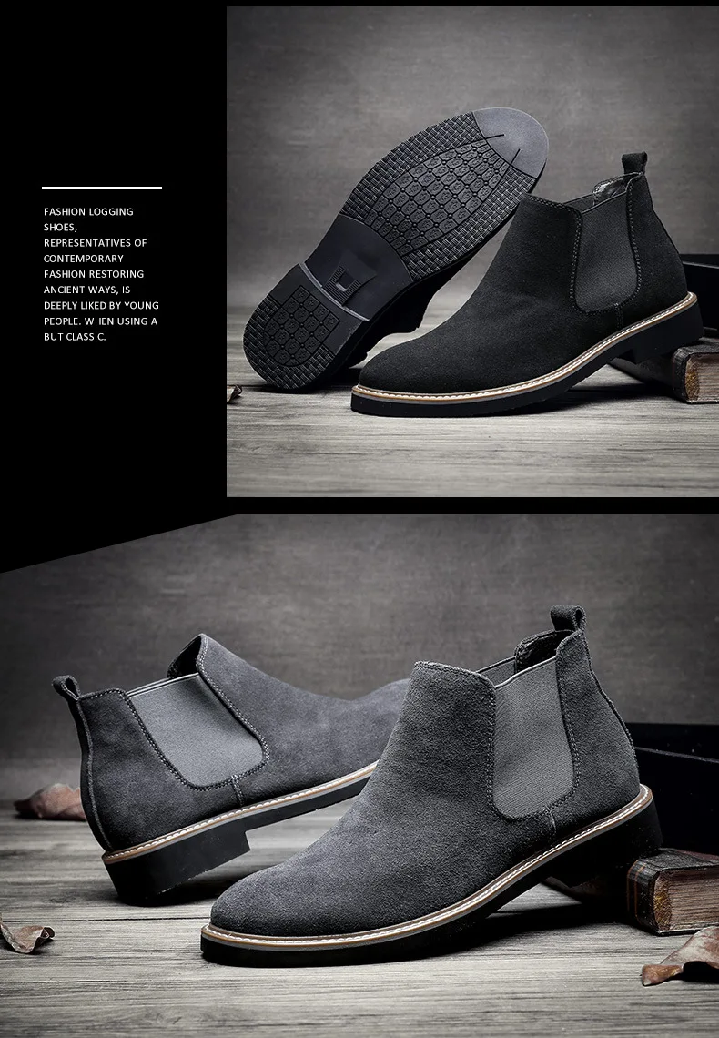 PDEP Men's Boots Middle Cut Men's tide Middle Cut Shoes Short Chelsea ...