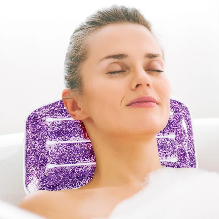 Spa Gel Bath Pillow With Suction Cups Neck And Back Support Spa Pillow ...