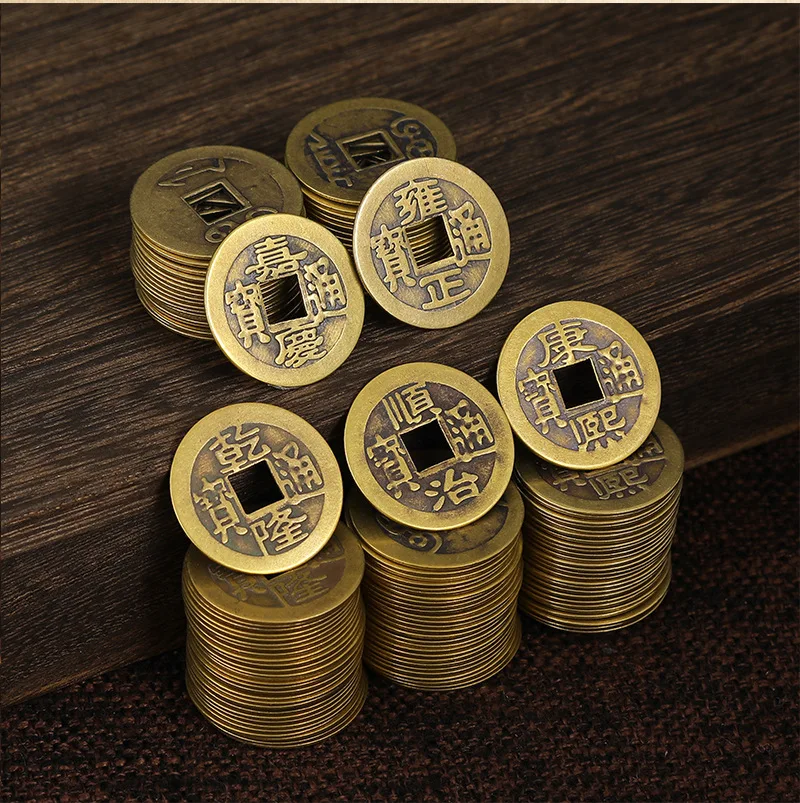 Wealth Health Five Emperors Chinese Metal Copper Brass Coin Feng Shui ...