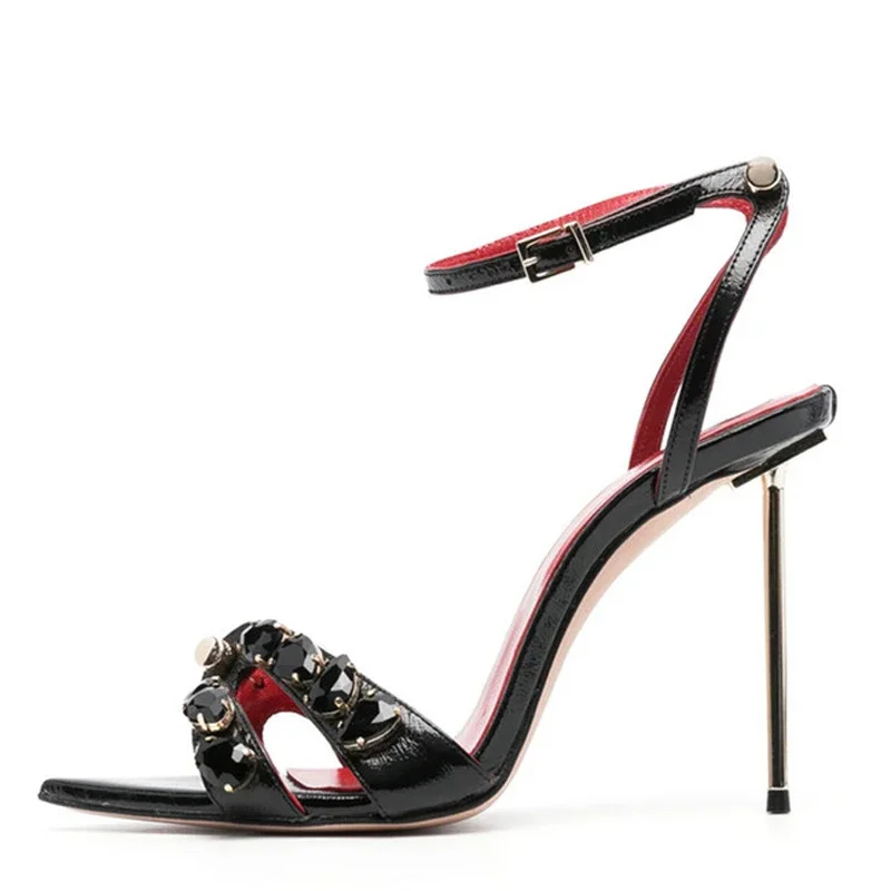 Shop High Metal Heels Sandals with Big Diamonds & Ankle Strap