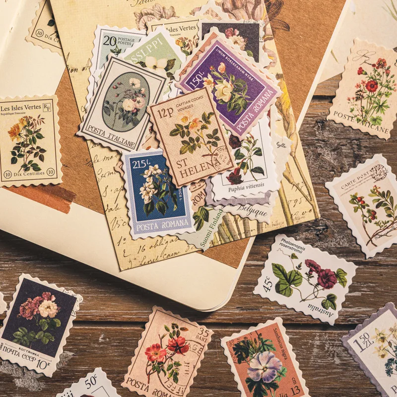 Retro stamp decoration sticker pack creative fresh philately natural ...