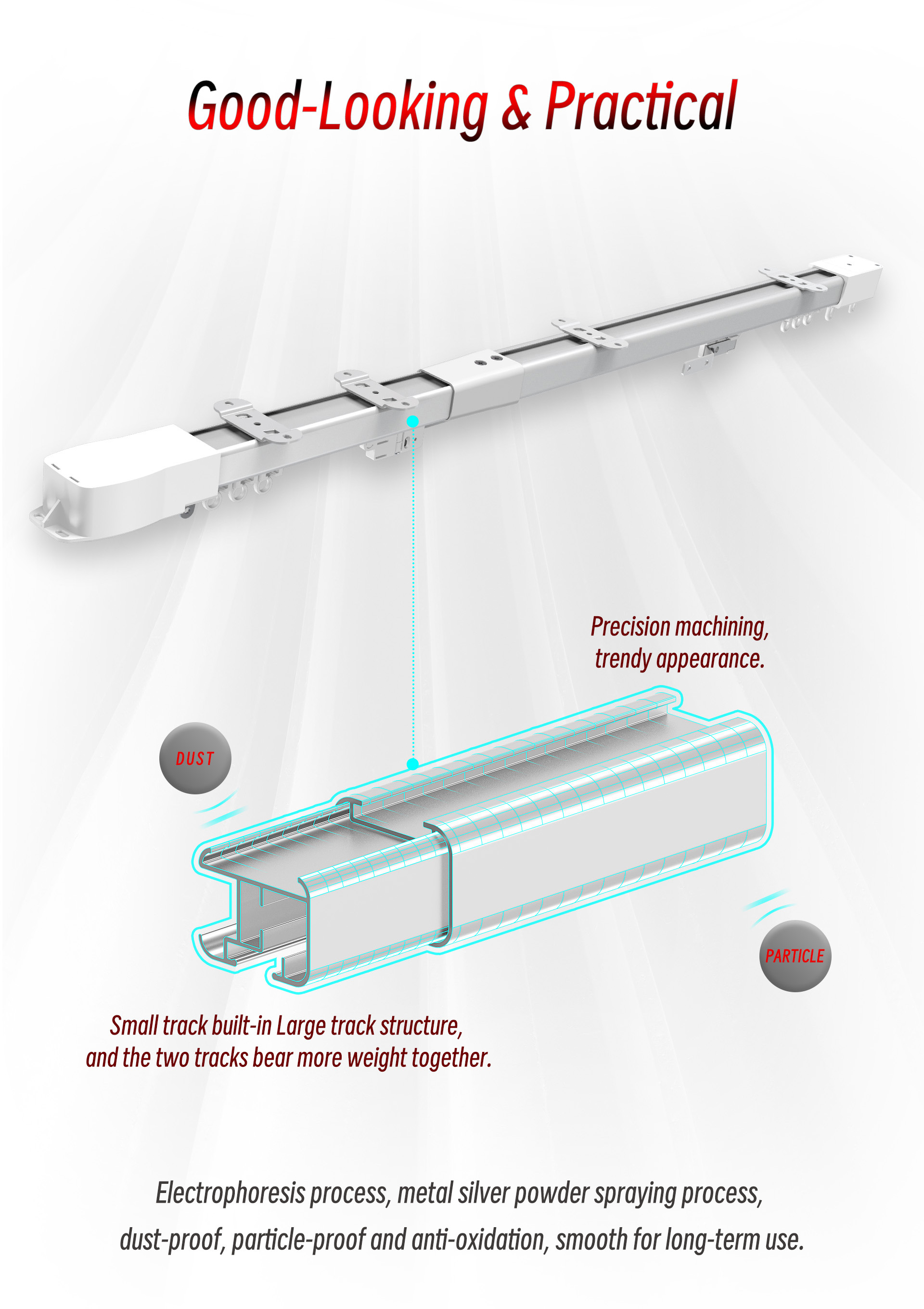 Telescopic Motorized Curtain Rail - Tuya Wifi Control