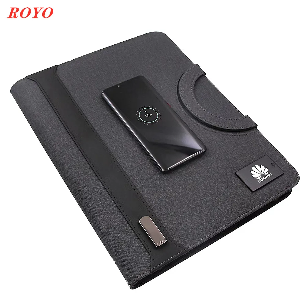 PU Leather Power Bank Wireless Charging Notebook - ROYO