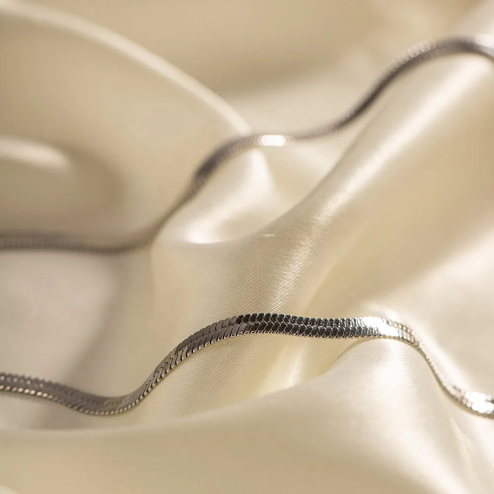 Retro Waterproof Minimalist 4mm Dainty Blade Snake Chain Silver Plated ...