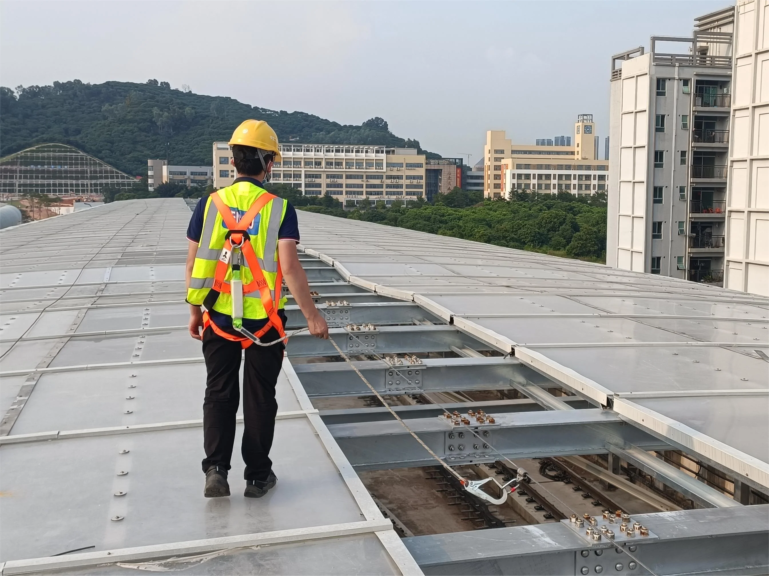 50m Roof Lifeline System Horizontal Fall Arrest Device Safety ...