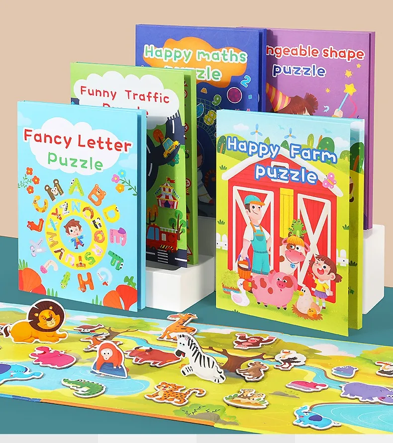 Hot Sale Animal Magnetic Puzzles Kids Wooden Jigsaw Puzzles Book ...