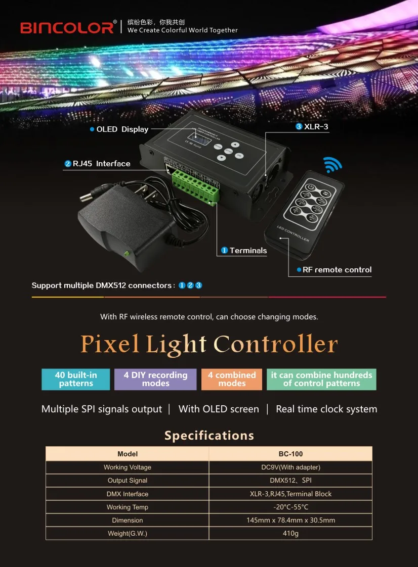 BC-100 Wholesale SPI Led Controller Remote RF Pixel Led Light DMX ...