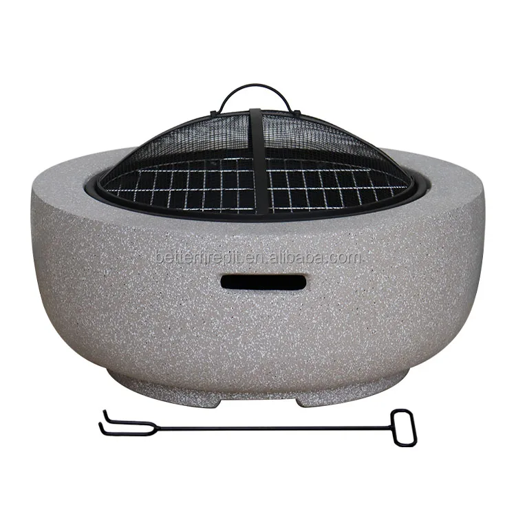 Fire Pit Bowl Bbq Grill Mgo Wood Burning Heating Courtyard Garden ...